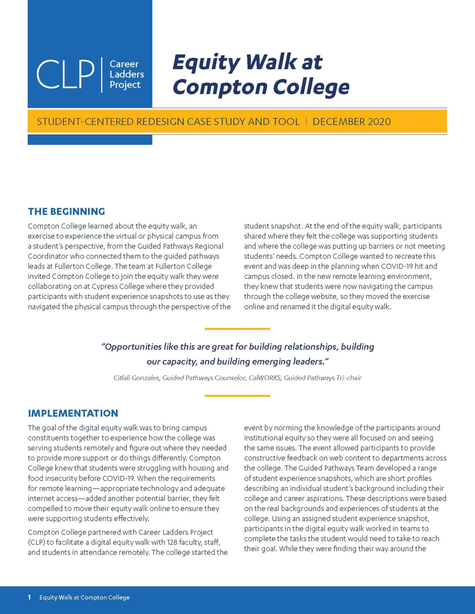 Equity Walk at Compton College - Career Ladders Project
