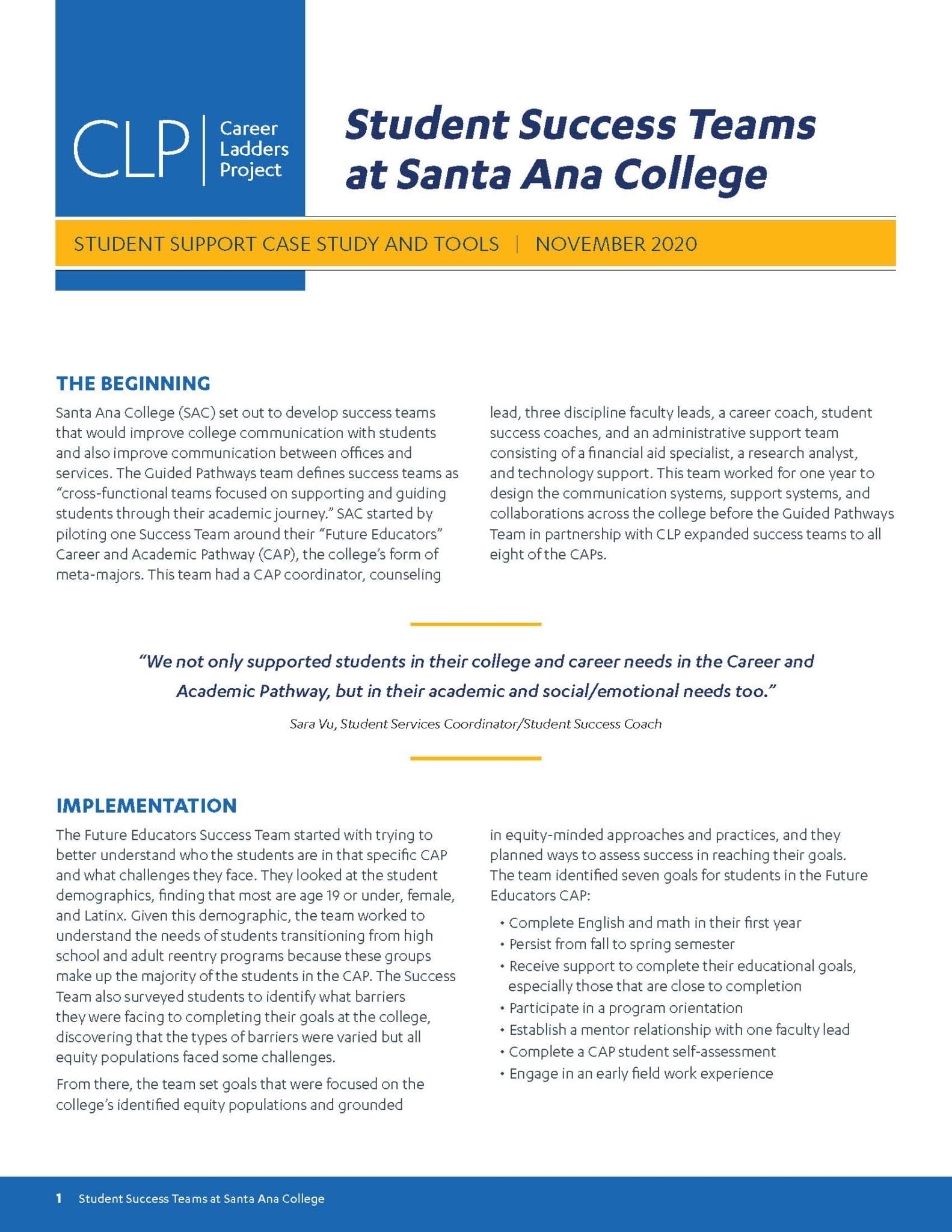 New Case Study and Tools for Developing Success Teams - Career Ladders ...