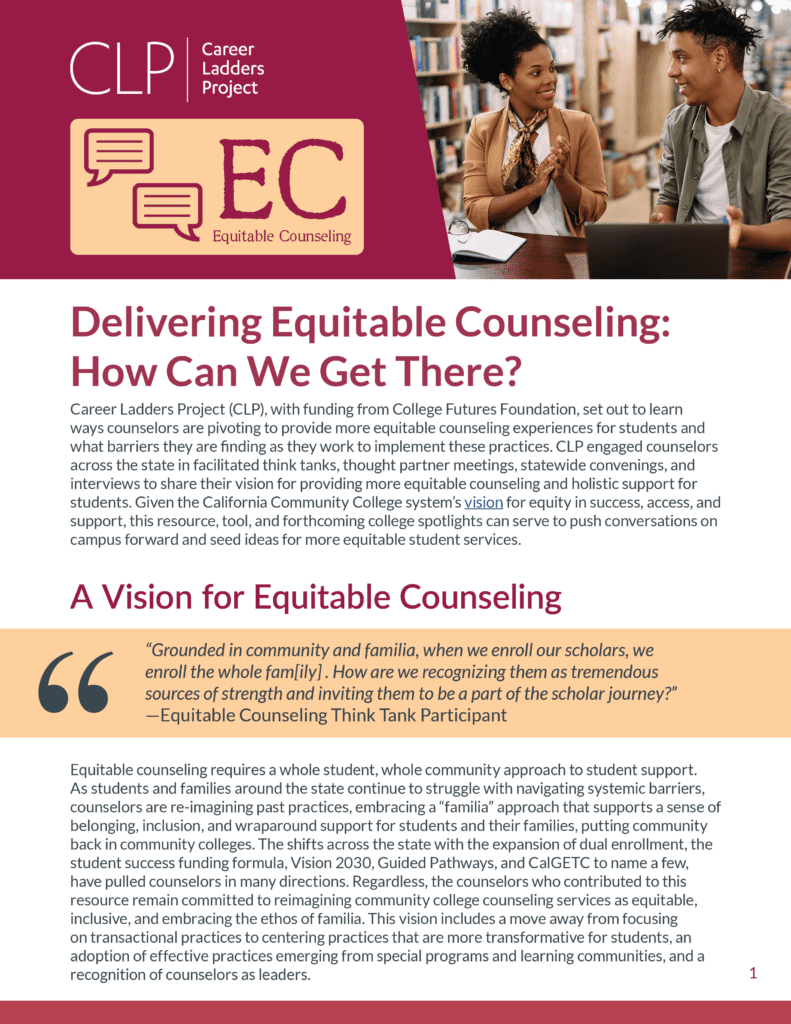 Delivering Equitable Counseling - Career Ladders Project