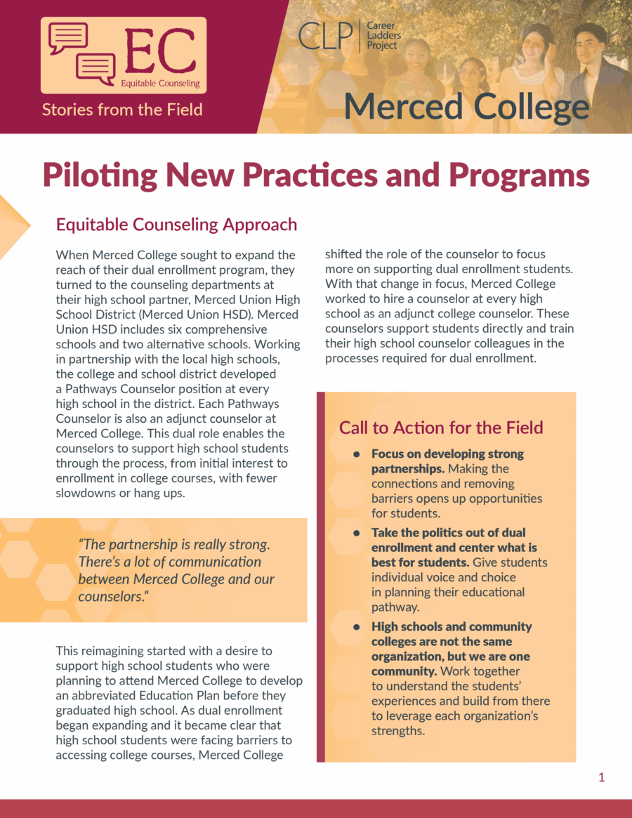 Equitable Counseling Stories, Merced College - Career Ladders Project